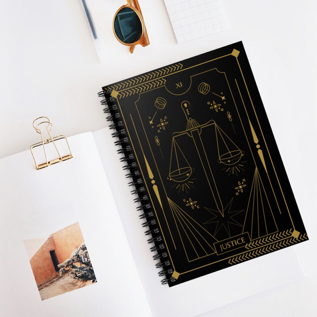 Justice Tarot Card Art Spiral Notebook - Ruled Line, Graduation Ideas ...
