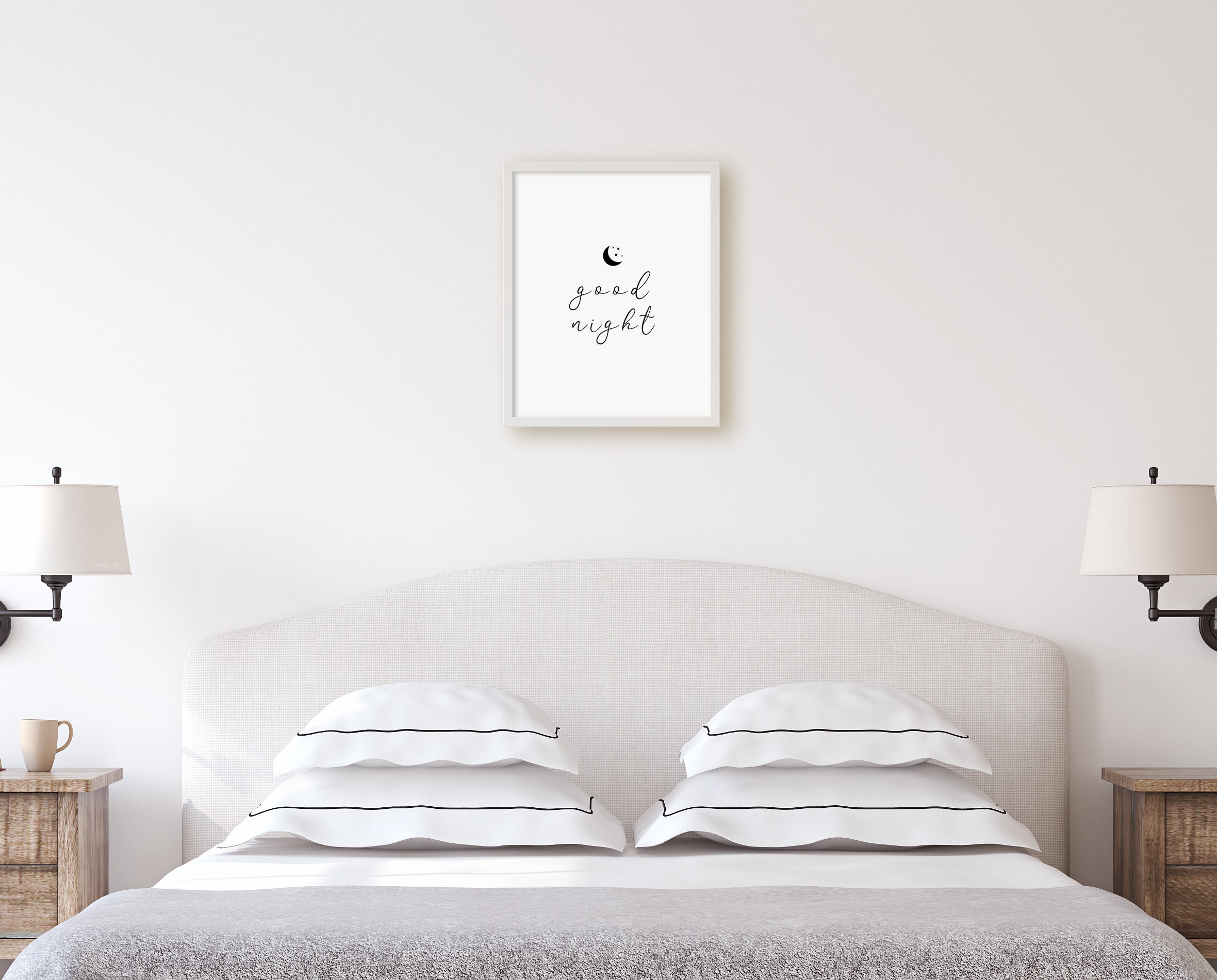 Good Night Bedroom Wall Decor | Printable Wall Art | Above Bed Sign - Etsy