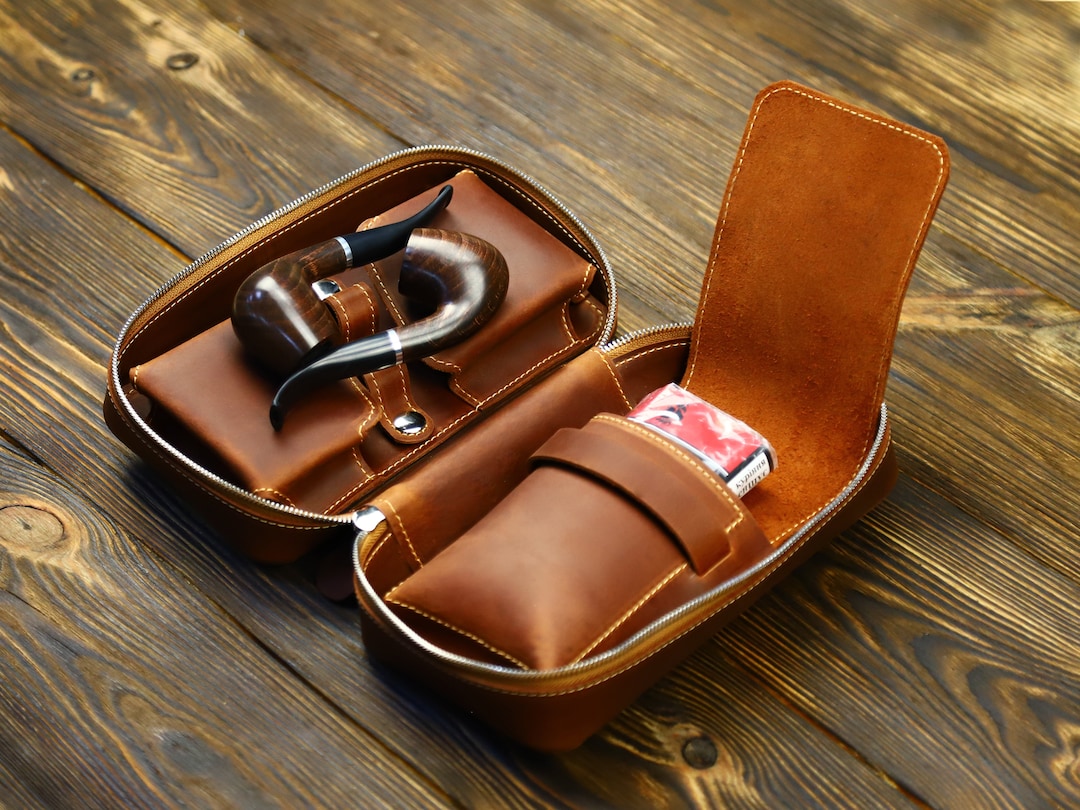 Leather Pipe Case, Tobacco Pipe Bag, Pipe Pouch, Leather Travel Tobacco ...