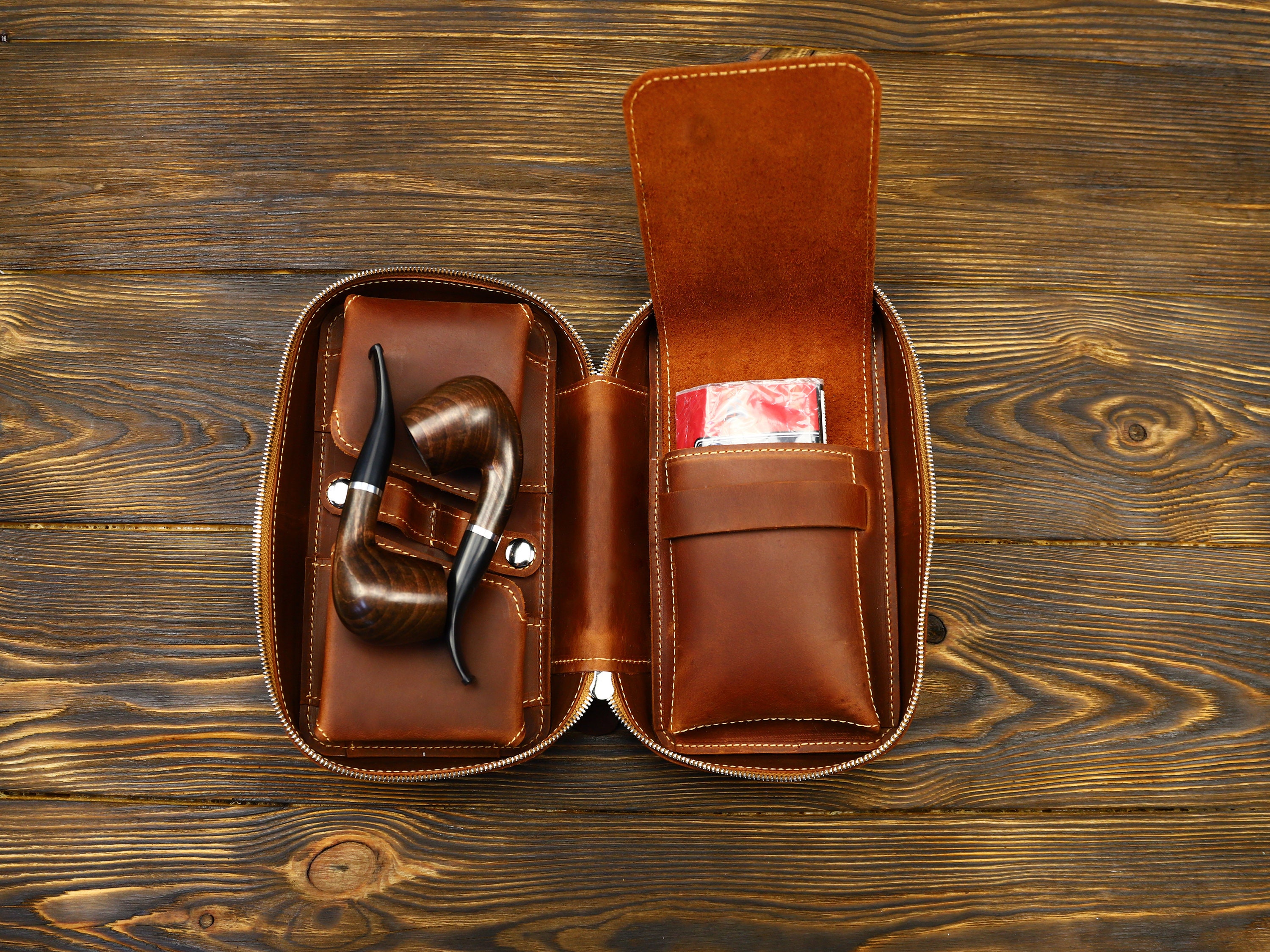 Leather Pipe Case, Tobacco Pipe Bag, Pipe Pouch, Leather Travel Tobacco ...