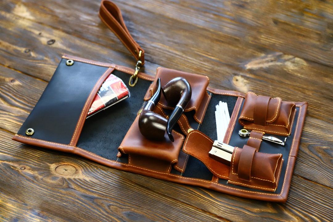 Leather Pipe Case With Tobacco Pouch*leather Pipe Holder*custom Pipe ...