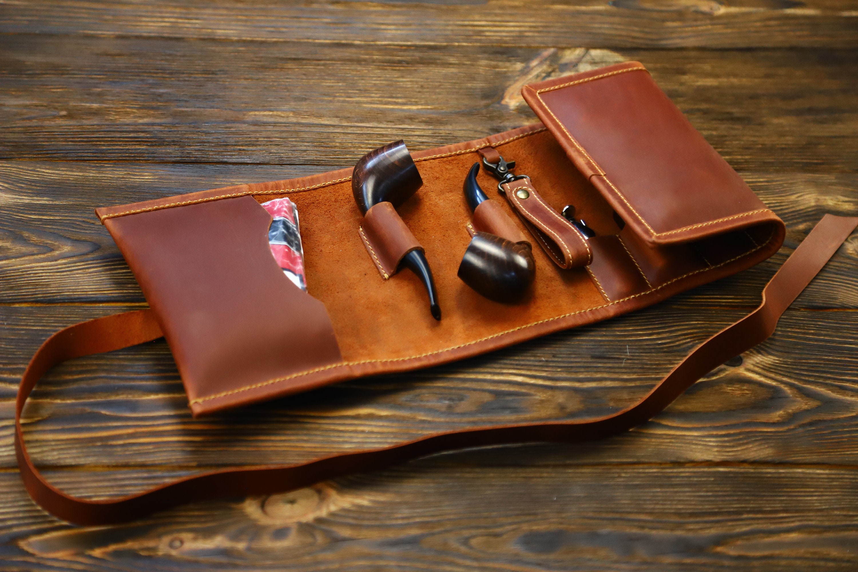Leather Pipe Pouch tobacco Pipe Travel Casepersonalized Pipe Case Gift ...
