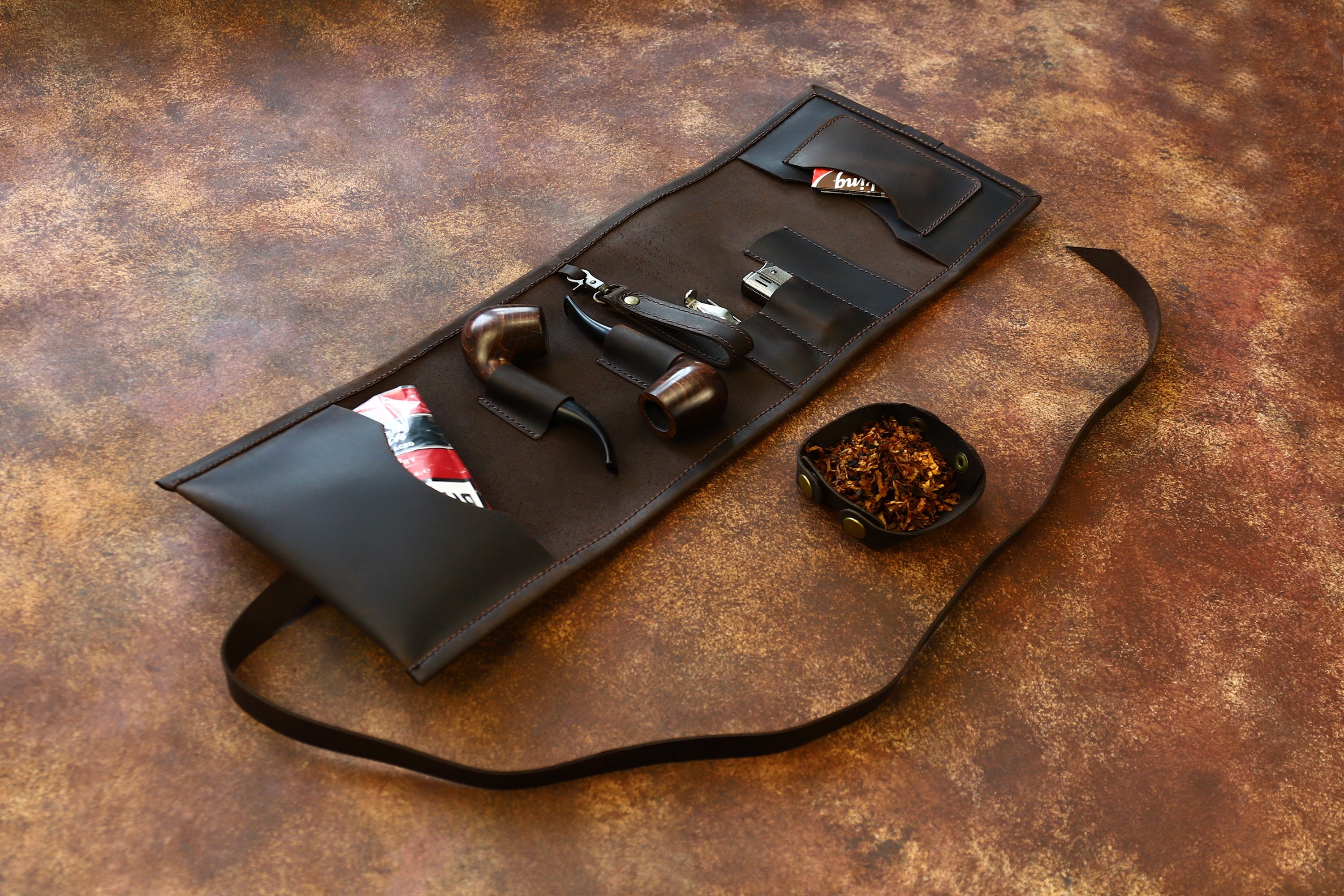 Leather Pipe Pouch tobacco Pipe Travel Casepersonalized Pipe Case Gift ...