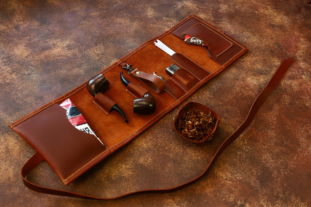 Leather Pipe Pouch tobacco Pipe Travel Casepersonalized Pipe Case Gift ...