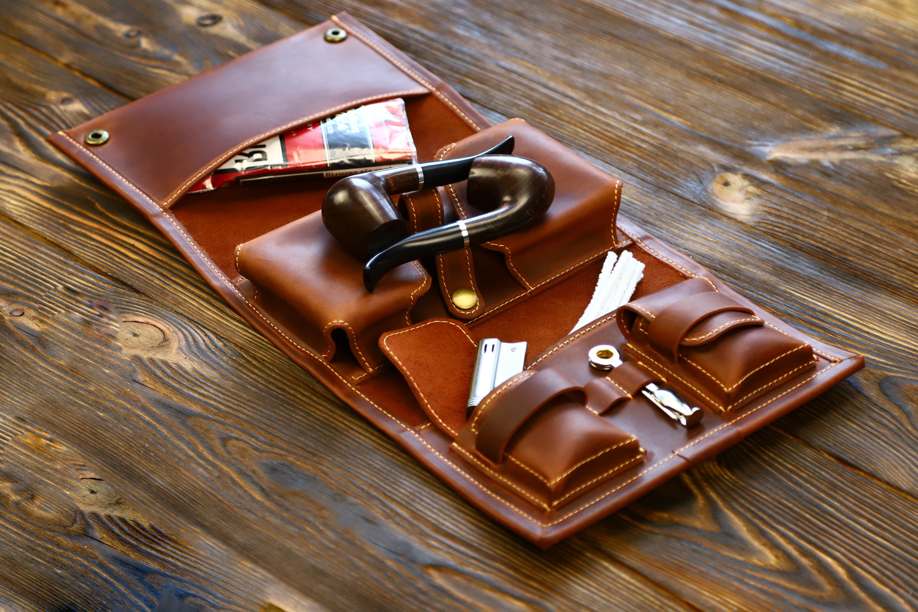Leather Case for Pipe Smokers Kit* Tobacco Smokers Gift*tobacco Smokers ...