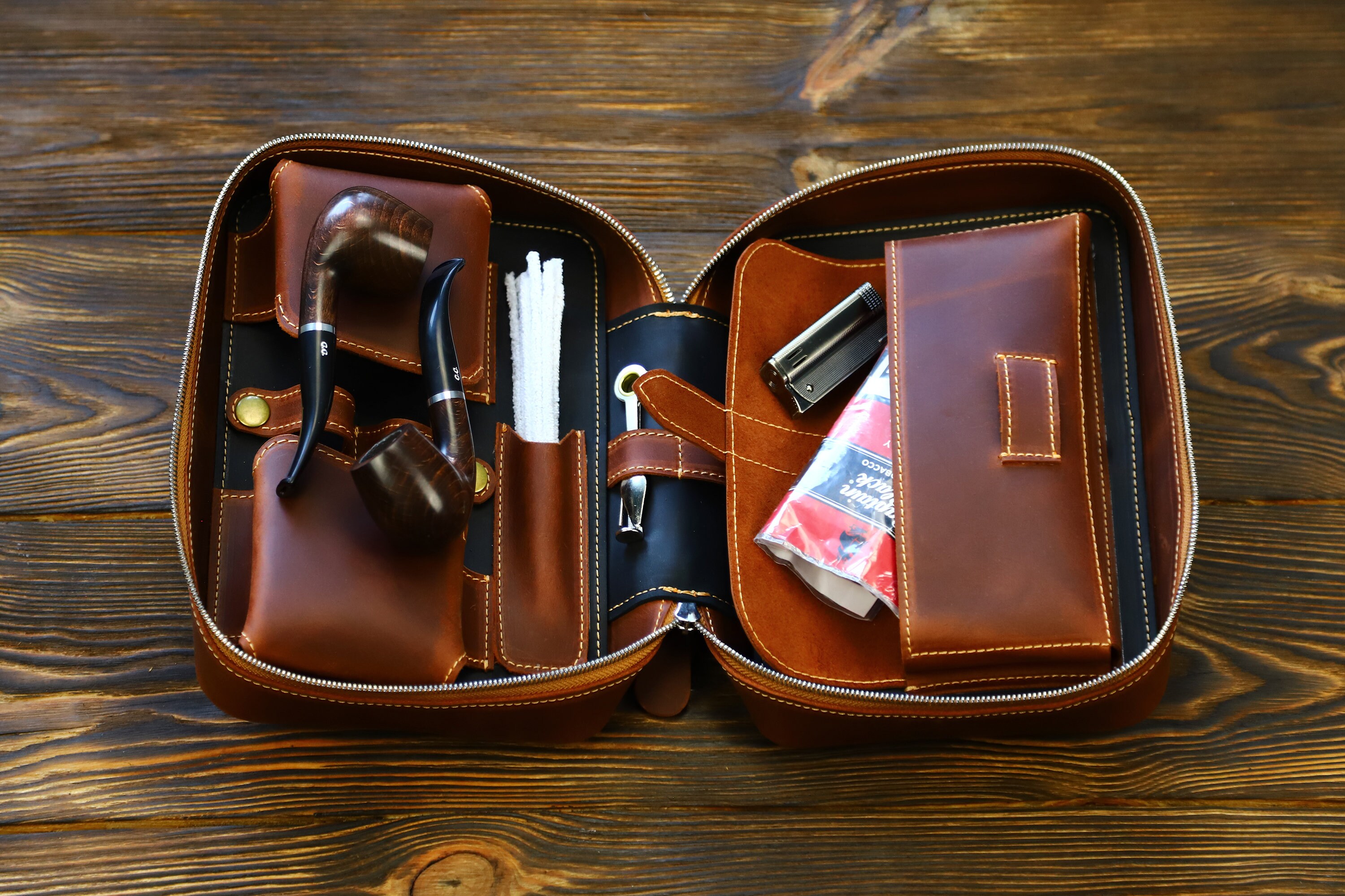 Leather Pipe Case, Zippered Pipe Bag, Leather Pipe Bag, Leather Pipe ...