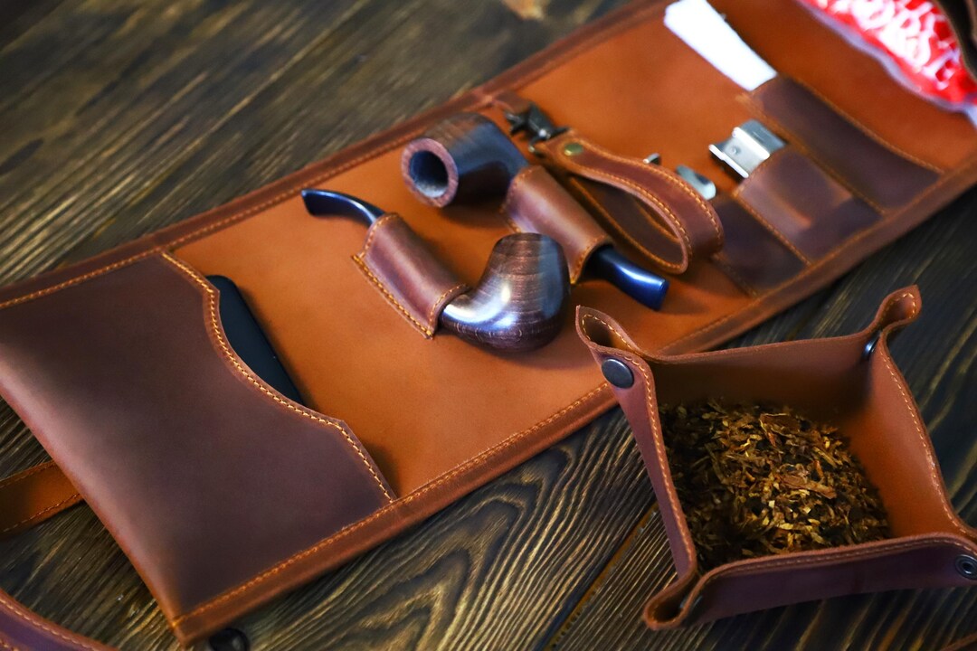 Leather Pipe Case -personalized Pipe Holder -leather Pipe Tobacco Pouch ...