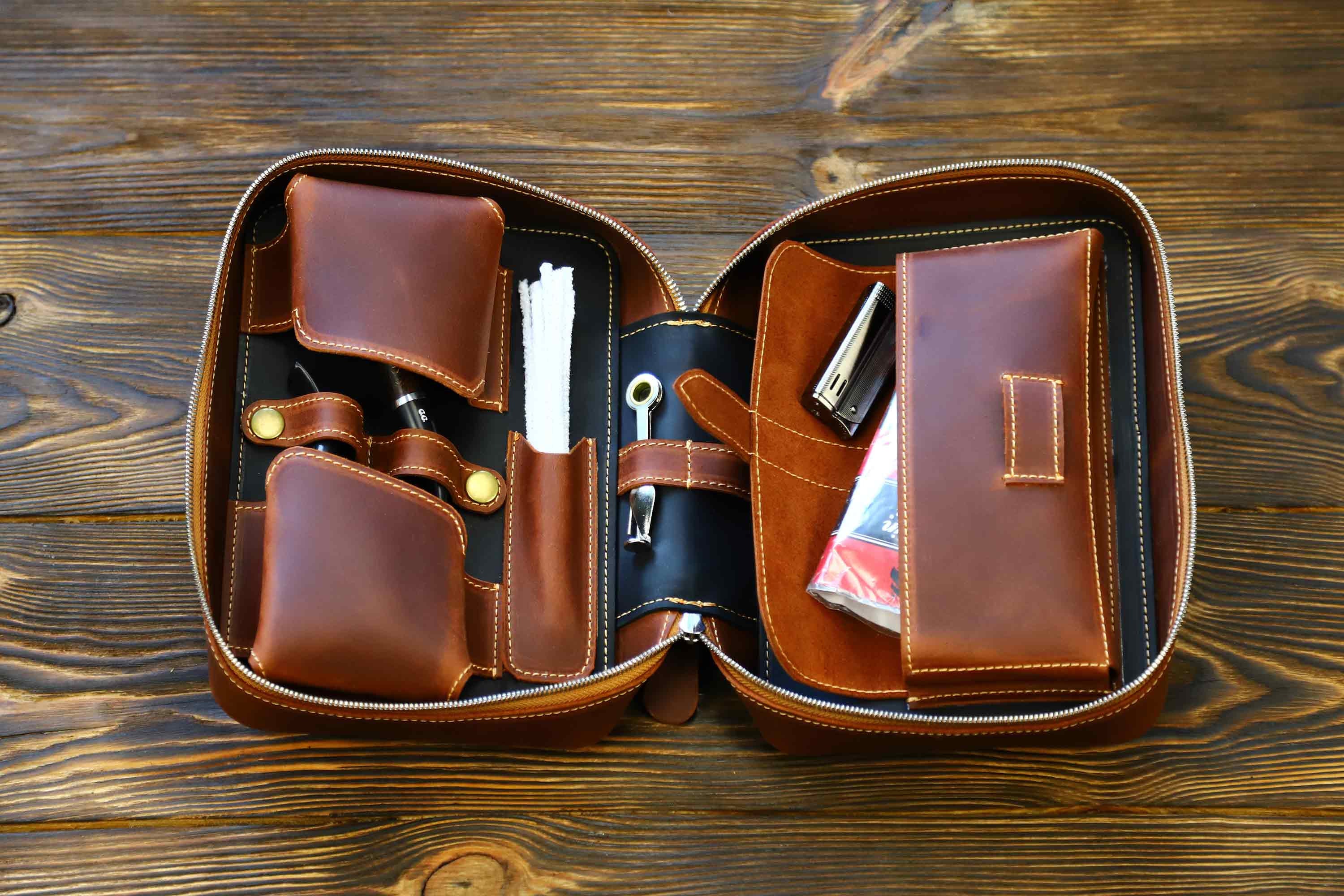 Leather Pipe Case, Zippered Pipe Bag, Leather Pipe Bag, Leather Pipe ...