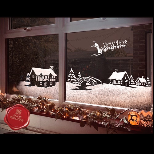 Large Christmas Village Window Stencils Set for Use With Snow - Etsy Canada