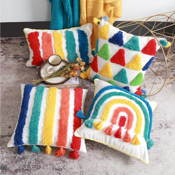 Boho Rainbow Pillow - Etsy