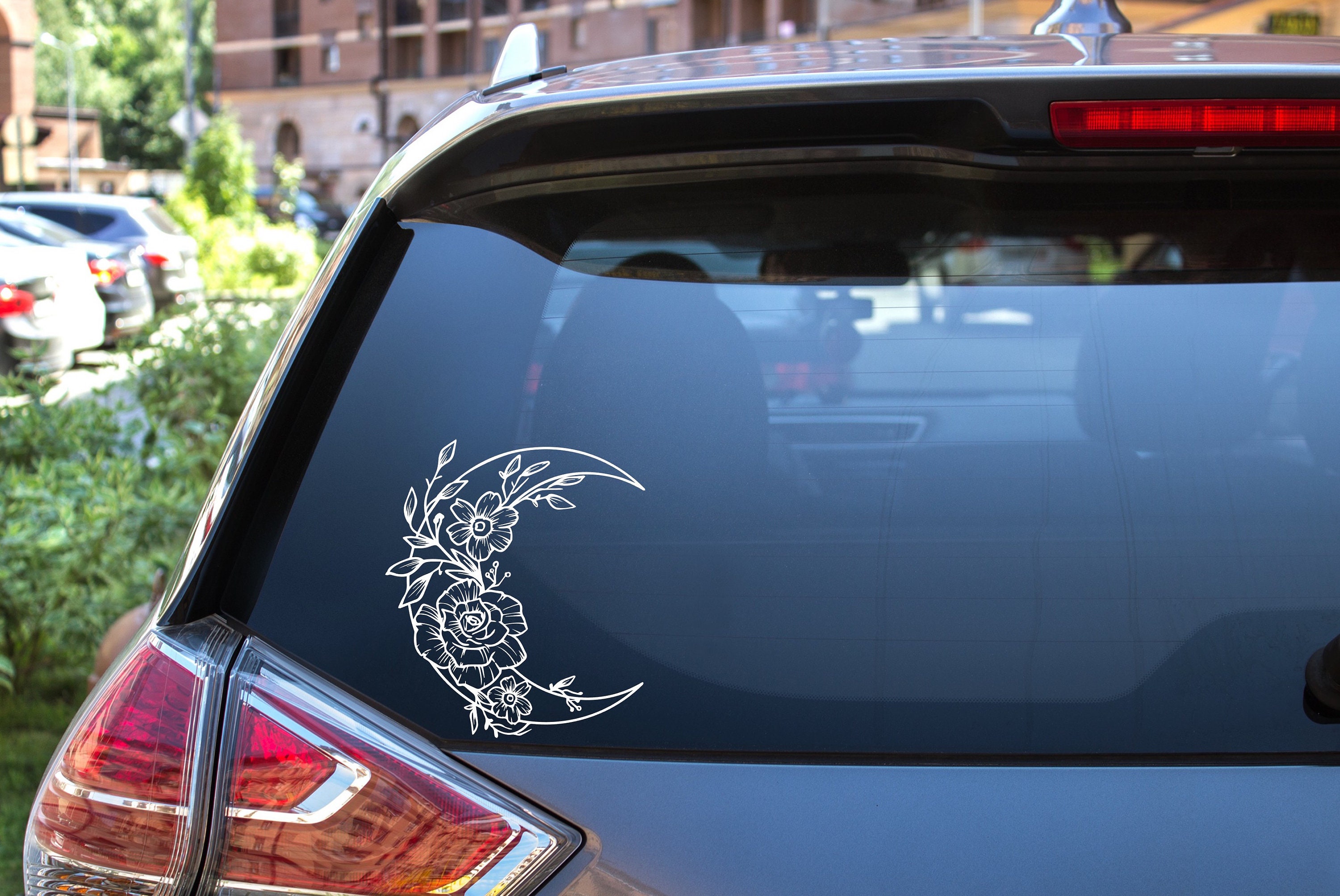 Floral Moon Decal | Vinyl Sticker | Car Decal | Boho Decal Designs ...