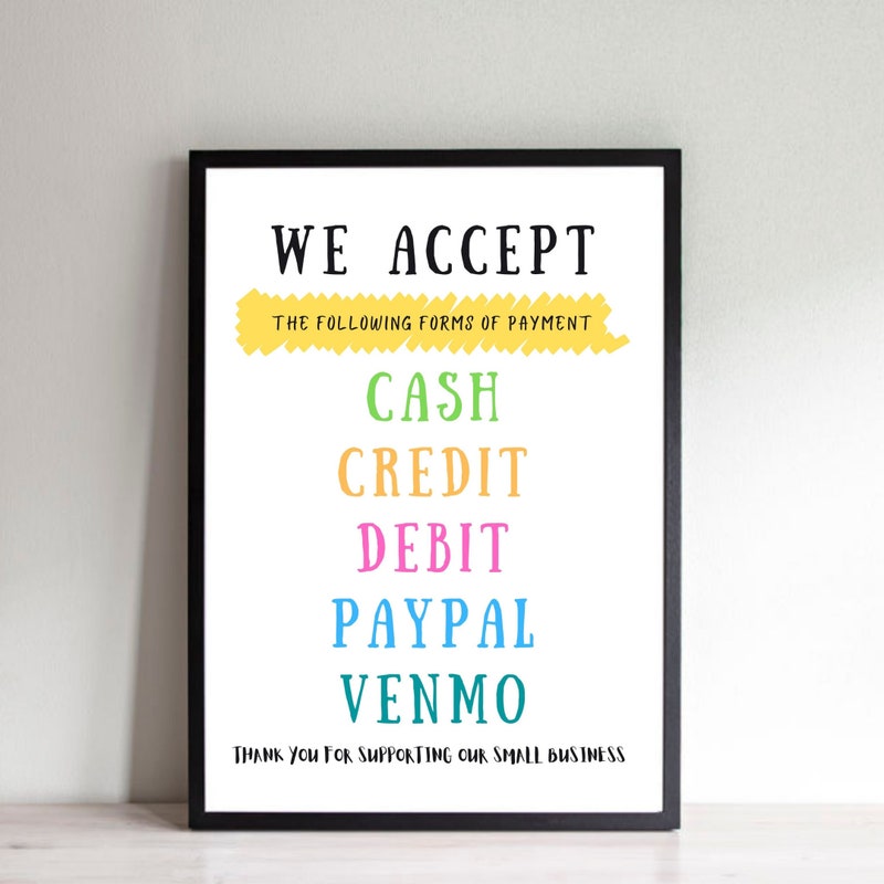 We Accept Payment Sign - Etsy