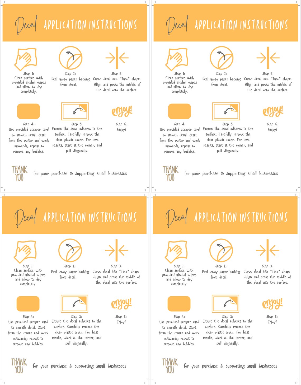 Vehicle Decal Sticker Application Instructions Downloadable | Etsy