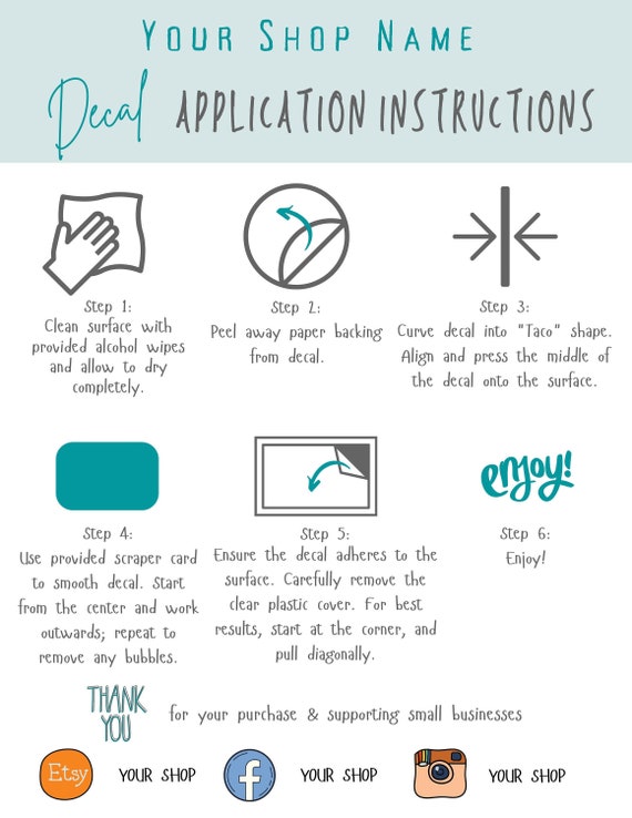 Vehicle Decal Sticker Application Instructions Downloadable | Etsy