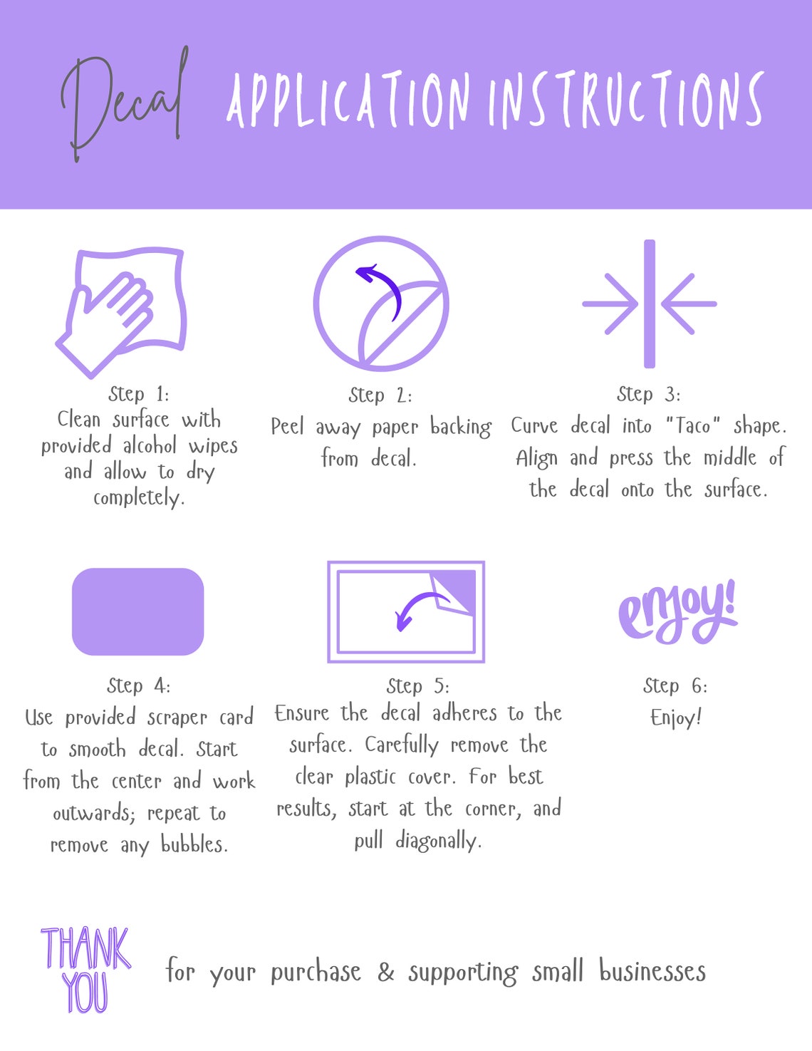 Vehicle Decal Sticker Application Instructions Downloadable | Etsy