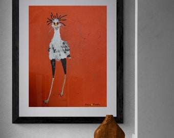 Secretary Bird Print Unique Whimsical Fun Bird Wall Art Bird - Etsy