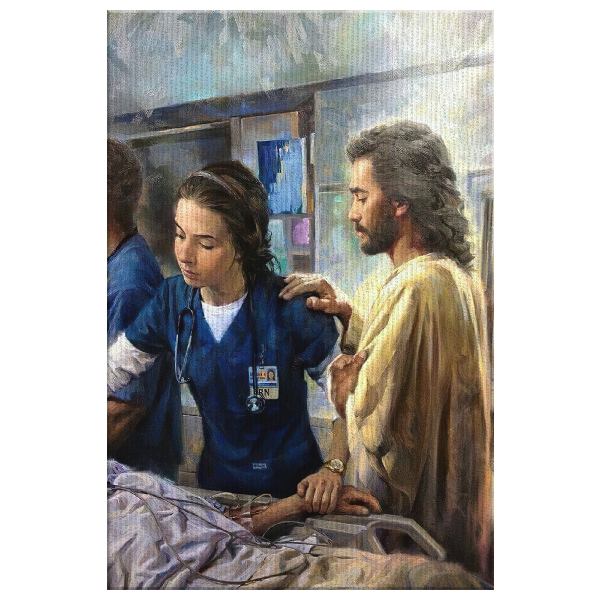 Jesus and Nurse Nursing Hero Christian Religious Framed Canvas - Etsy ...