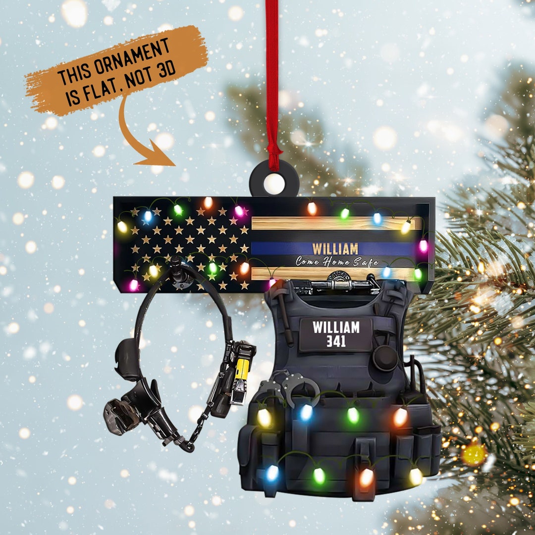 Personalized Police Storage Shelf Come Home Safe Ornaments - Etsy
