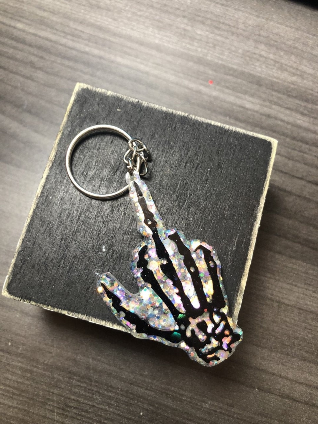 Middle Finger Glitter Keychain - Etsy