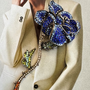 Beautiful Roses Brooches Two Colors Blue, Pink Perfect Present With ...