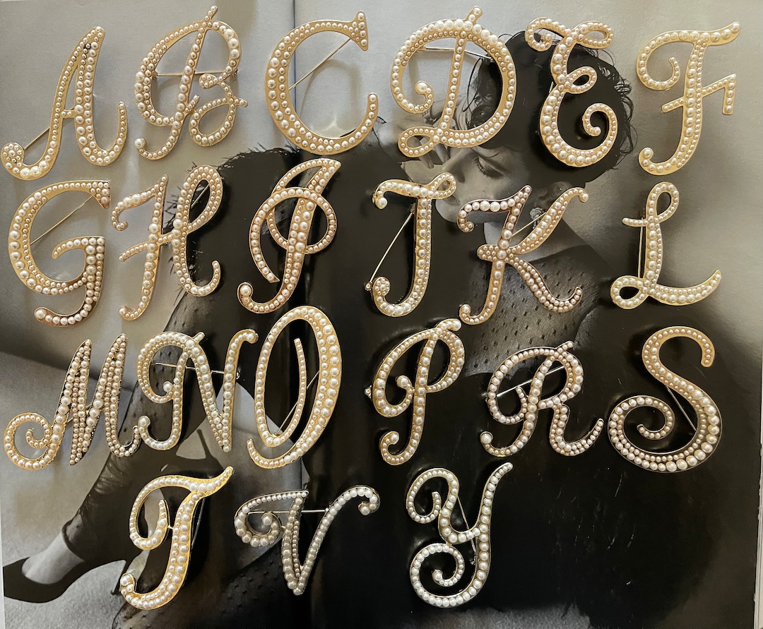 Pearl Letter Brooches With Gift Box gold Initial Pin Monogram Pearl Pin ...