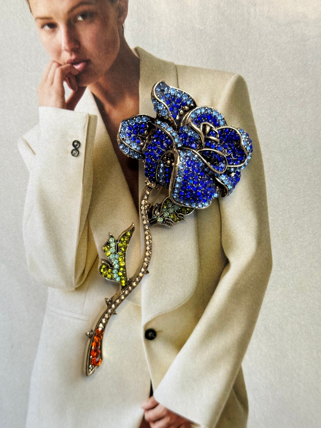 Beautiful Roses Brooches Two Colors Blue, Pink Perfect Present With ...