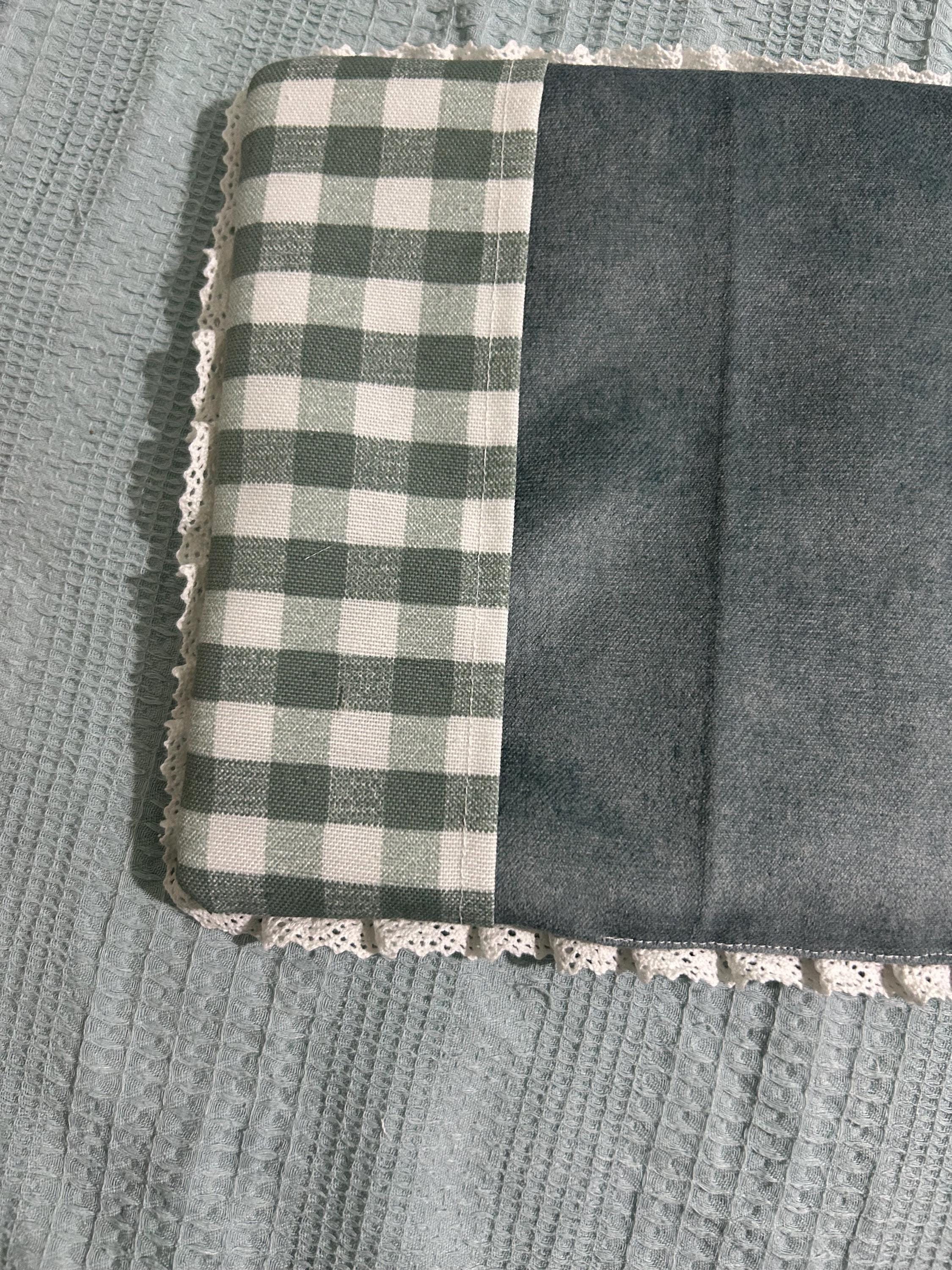 Floral Pattern Quilted Fabric Book or Bible Cover With Lace Detailed ...