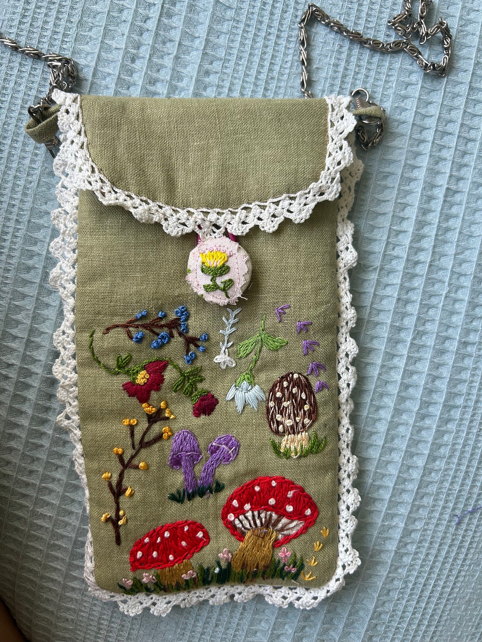 Hand Embroidered Mobile Phone Bag / Crossbody Bag - Etsy