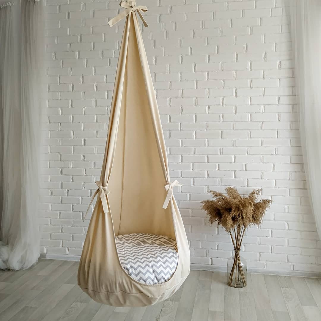 Indoor Hammock Chair Beige Cocoon Fabric Swing Kids Hammock | Etsy