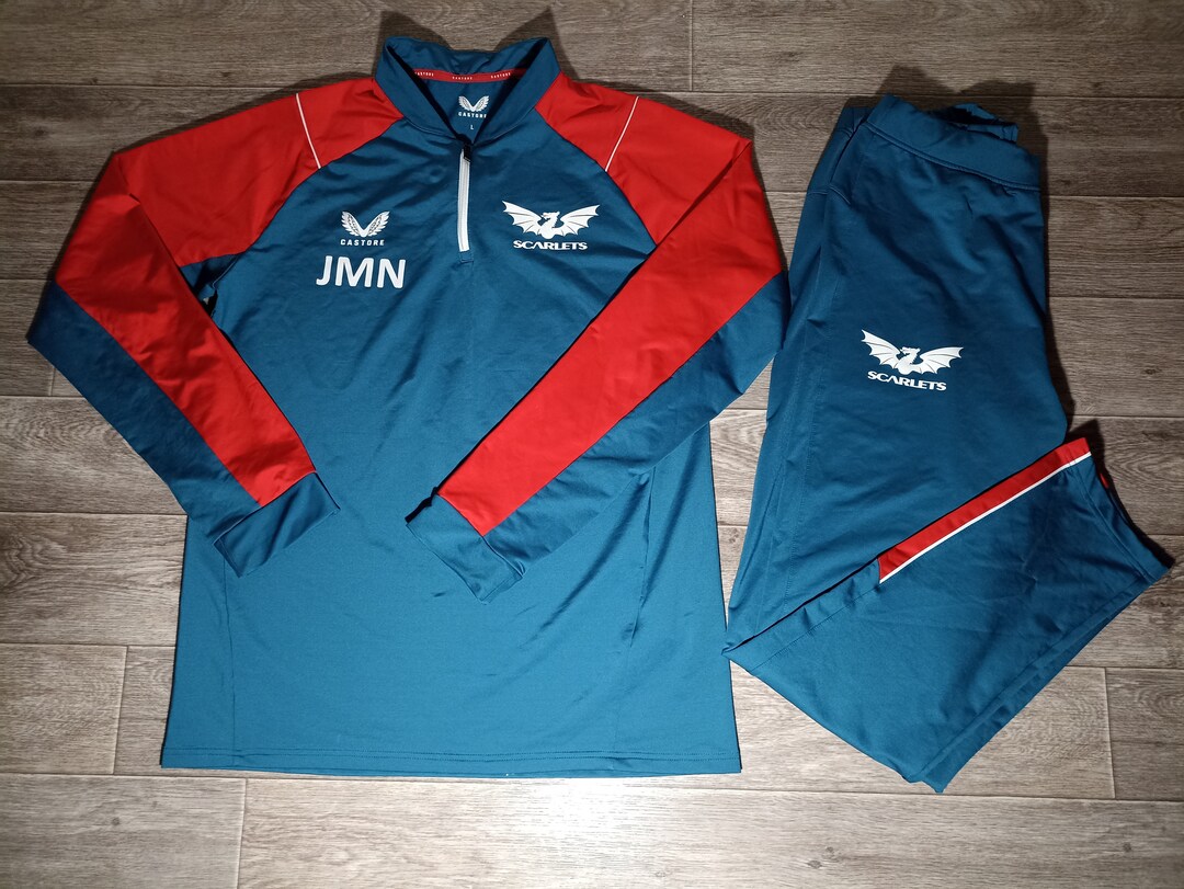 Scarlets Rugby Team Wales Castore Blue Red Men's Sports Training ...