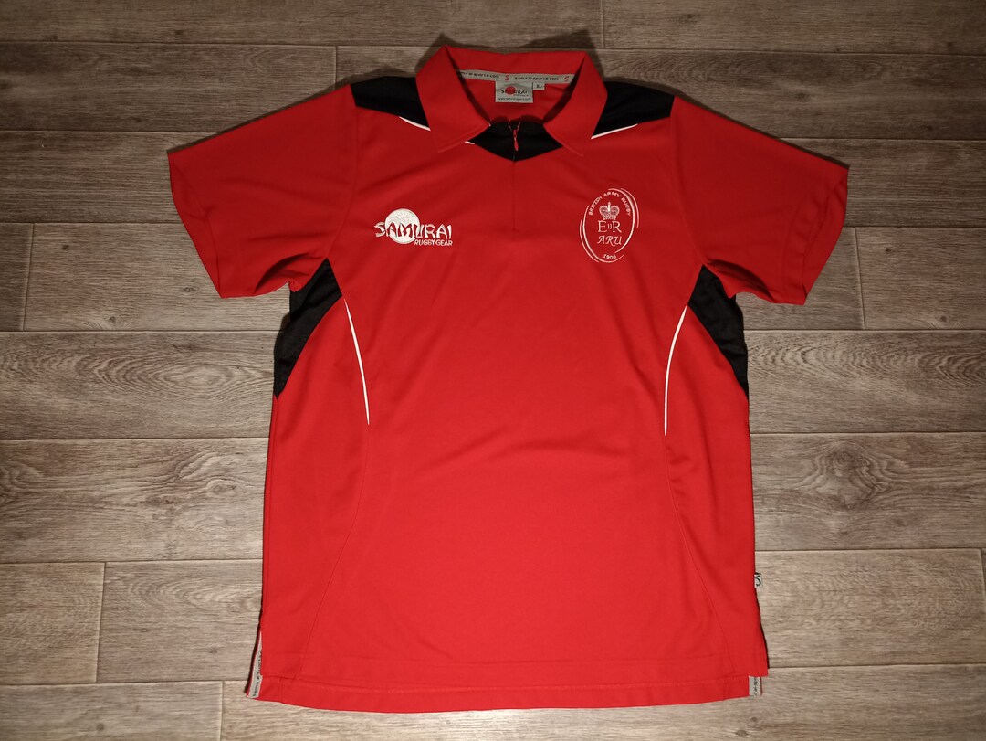 British Army Rugby Union ARU Samurai Sportswear Polo Red Black Sports ...