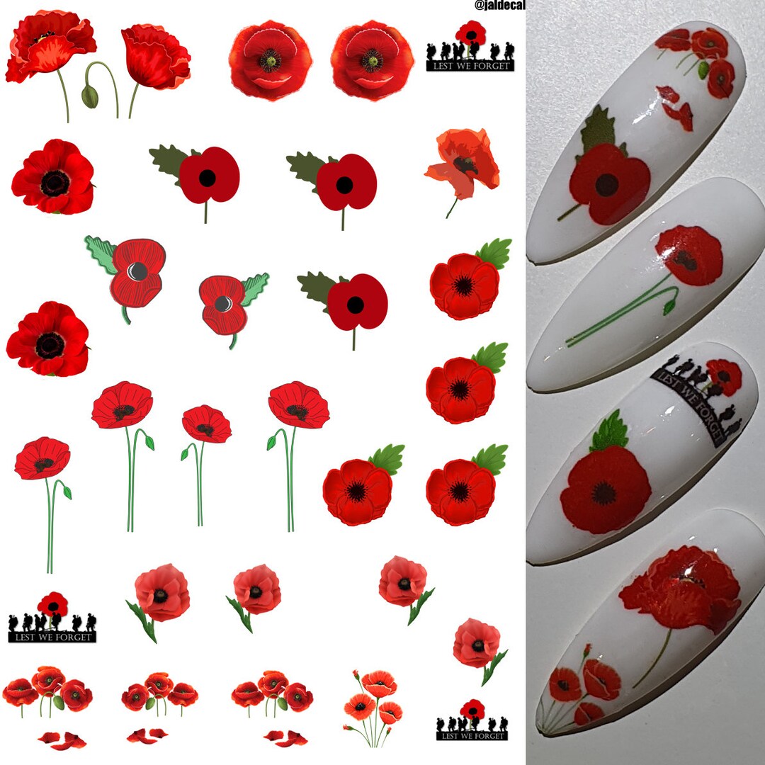 Nail Art Water Decals Poppy Poppies and Remembrance Day WWI - Etsy