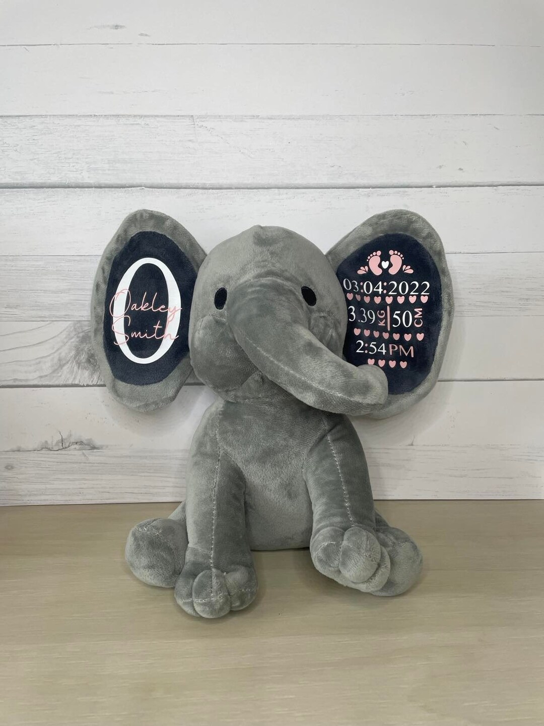 Baby Birth Stat Elephant Personalised Elephant Newborn Keepsake ...