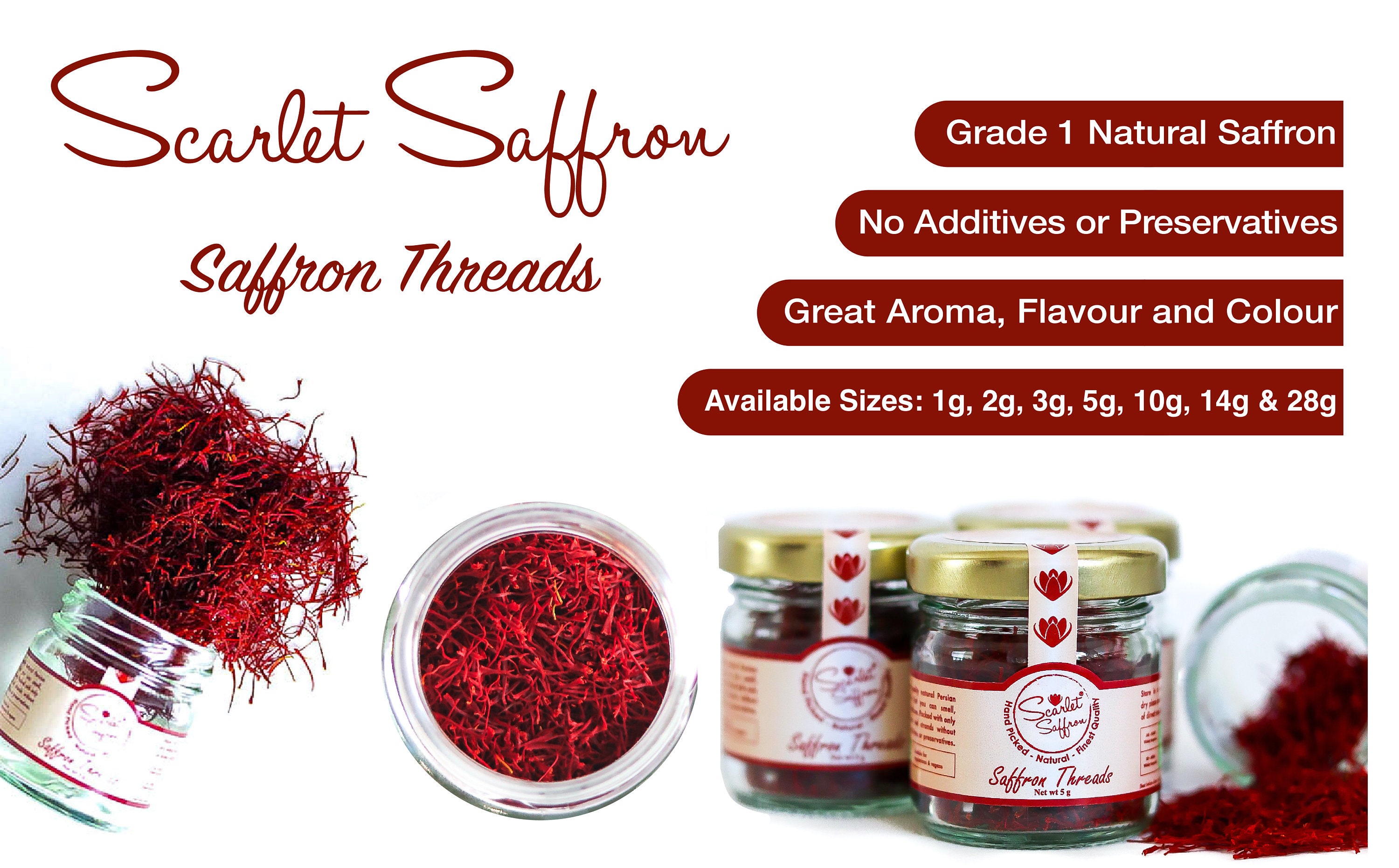 Scarlet Saffron, Finest Pure Premium All Red Spanish Saffron Threads ...