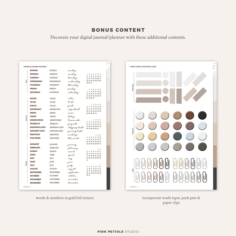 Basic Sticker Set 1 in 5 Colors Digital Planner Goodnotes | Etsy