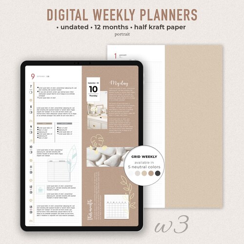 Undated Digital Weekly Planner Landscape Grid - Etsy