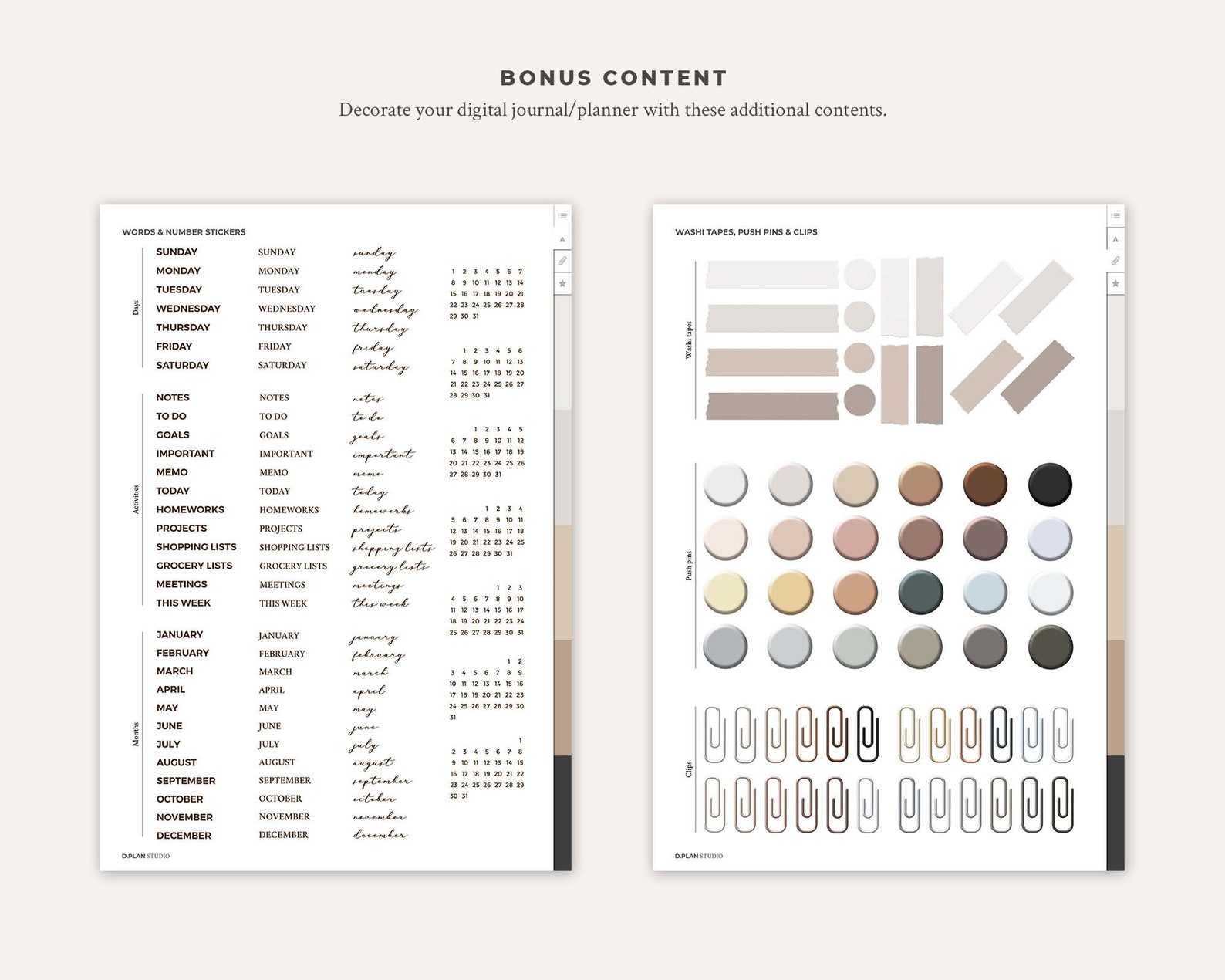 Basic Sticker Set 1 in 5 Colors Digital Planner Goodnotes - Etsy