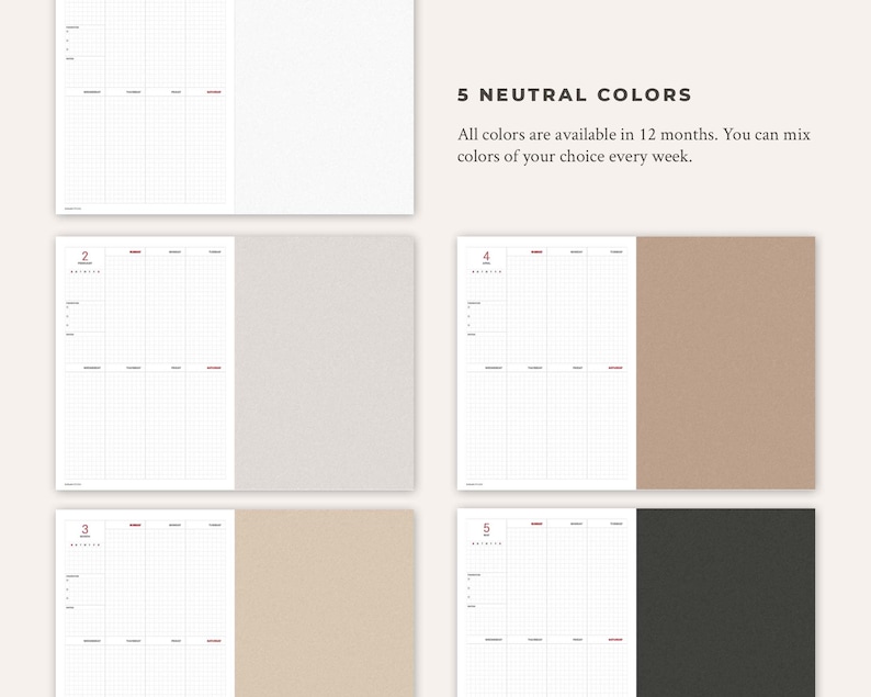 Undated Digital Weekly Planner Landscape Grid - Etsy