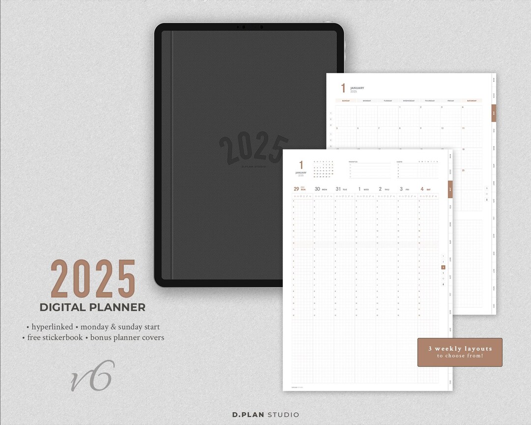 2025 Hyperlinked Digital Planner V6 - Etsy