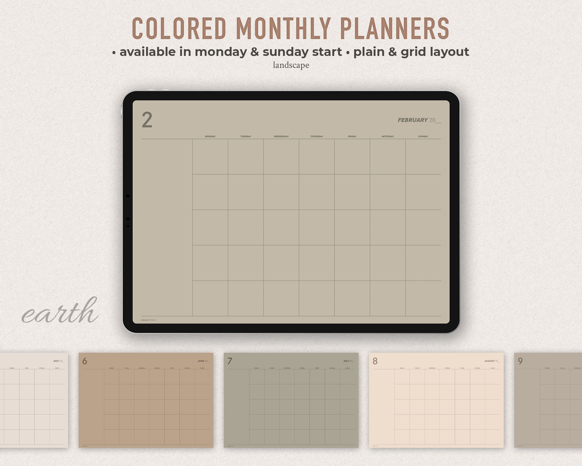 Undated Colored Monthly Planner Earth Theme Goodnotes - Etsy