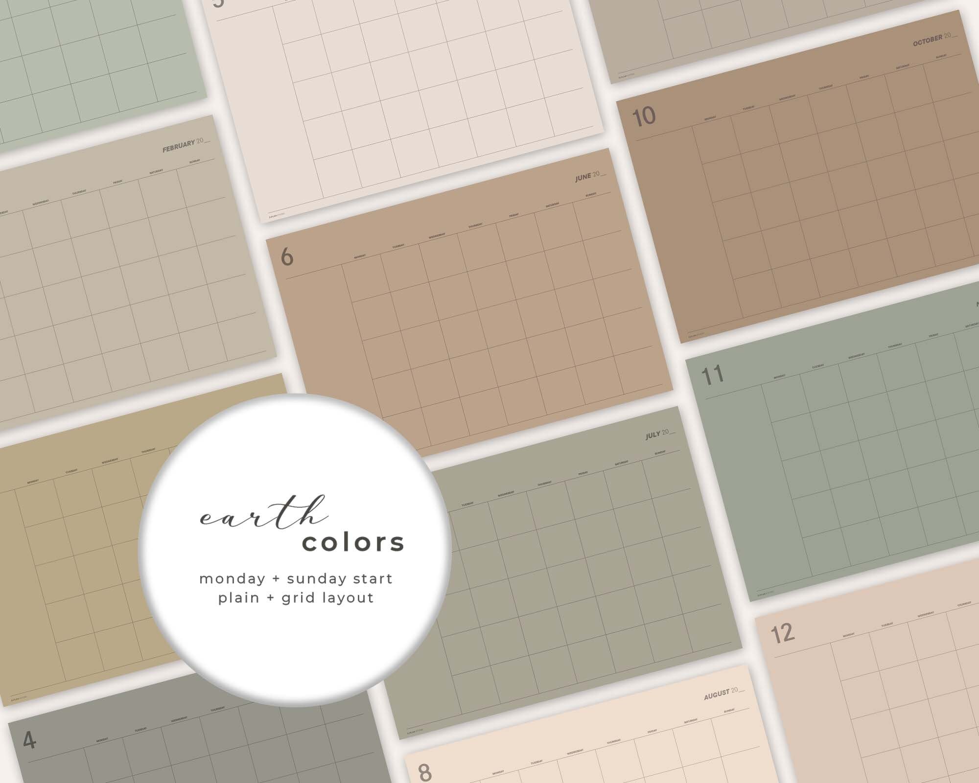 Undated Colored Monthly Planner Earth Theme Goodnotes - Etsy