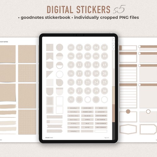 Basic Sticker Set 1 in 5 Colors Digital Planner Goodnotes - Etsy