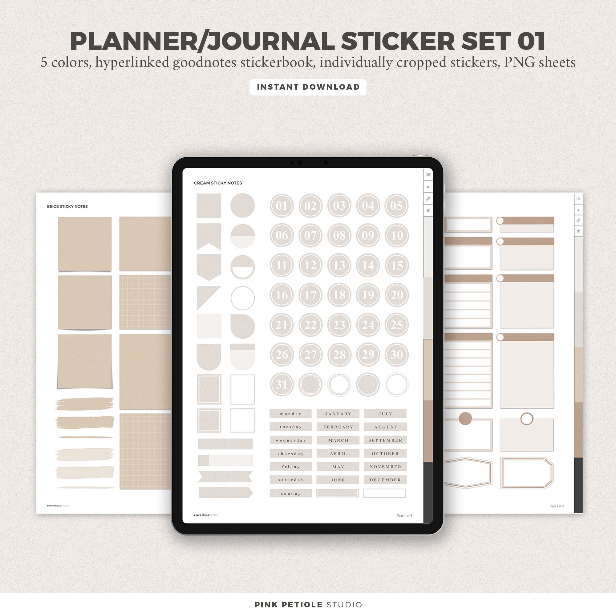 Basic Sticker Set 1 in 5 Colors Digital Planner Goodnotes | Etsy