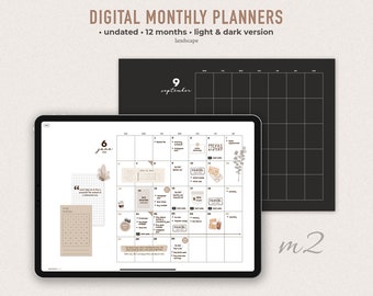 Undated Monthly Digital Planner Monday Start Hustle - Etsy