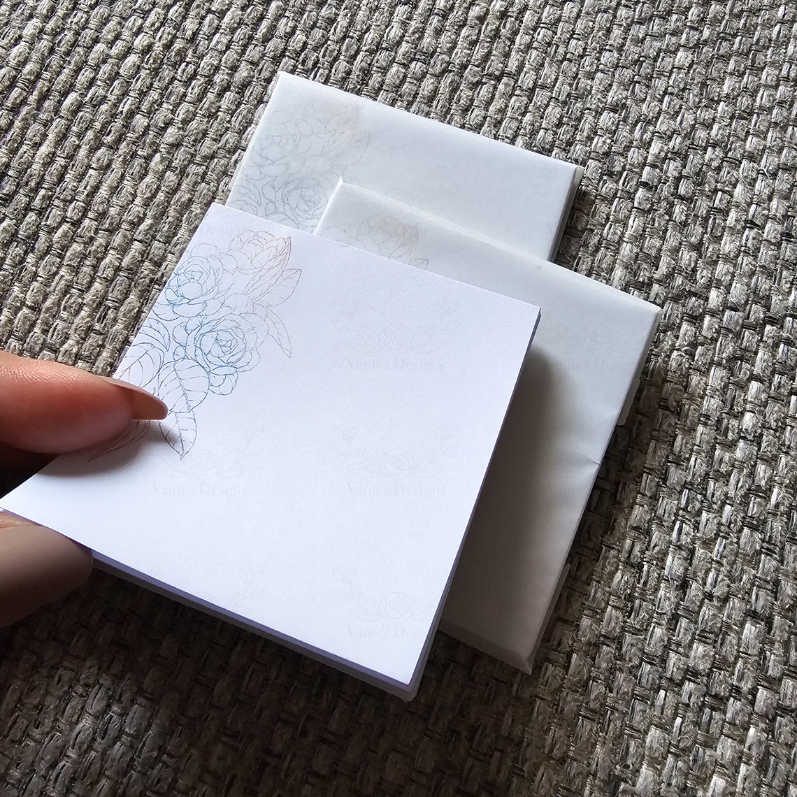 Rainbow Line Art Flower Notepad, Tear Away Notepad, to Do Memo Pad, 3x3 ...