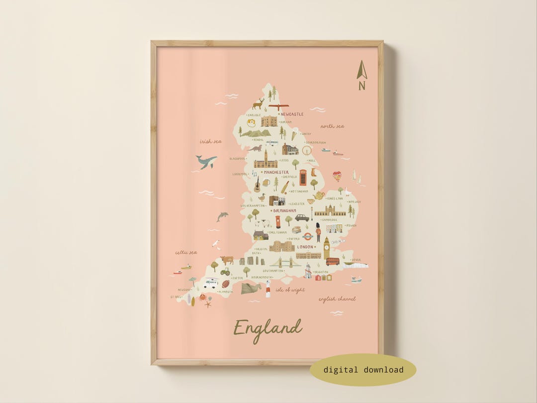 Illustrated Map of England - England Map | England Poster | England ...