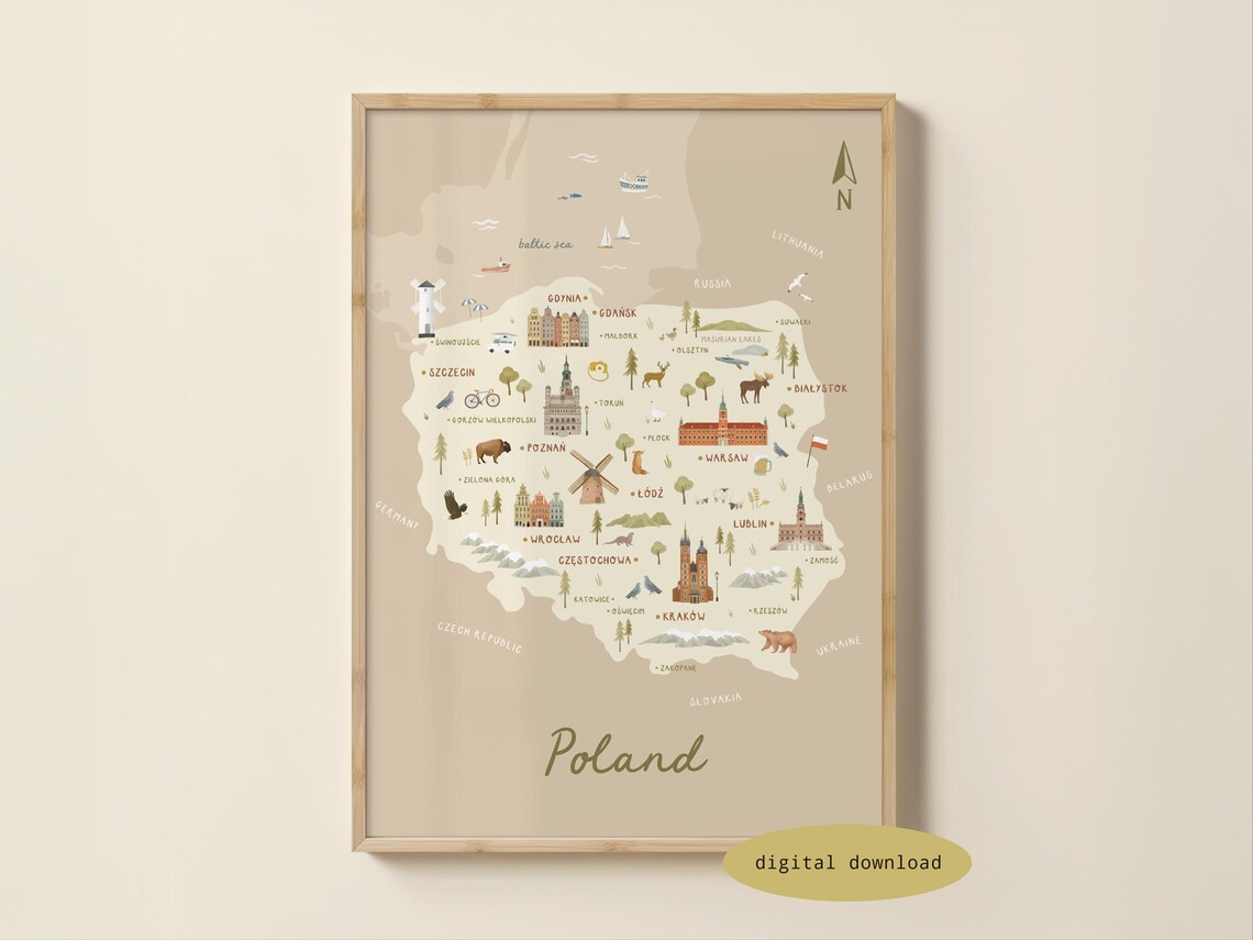 Illustrated Map of Poland - Poland Map | Poland Poster | Poland Travel ...