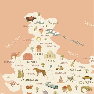 Map of India | Illustrated India Map | India Print | Map Illustration ...