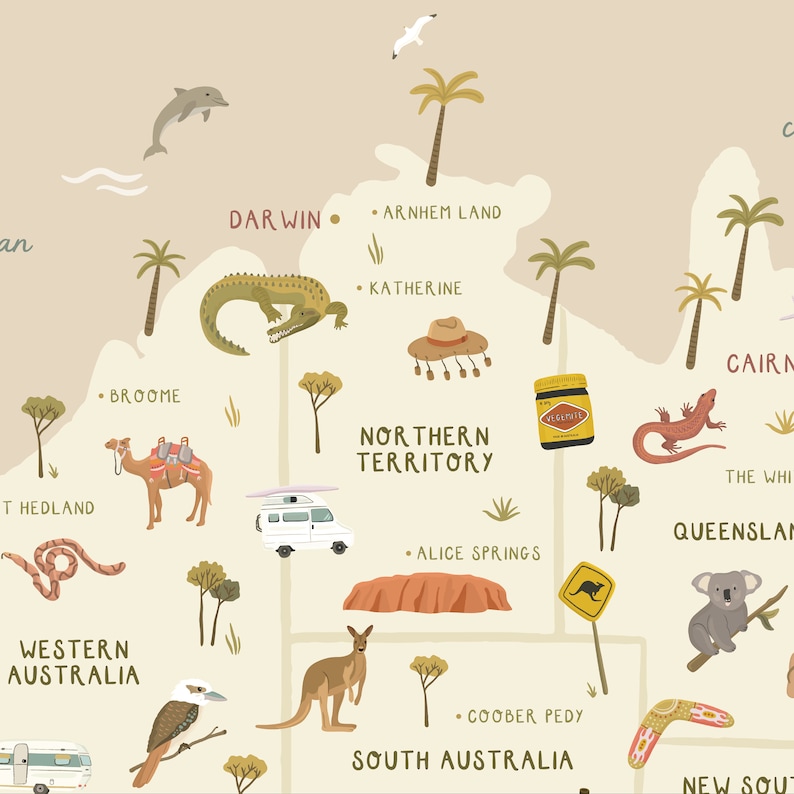 Illustrated Map of Australia - Australia Map | Australia Poster ...