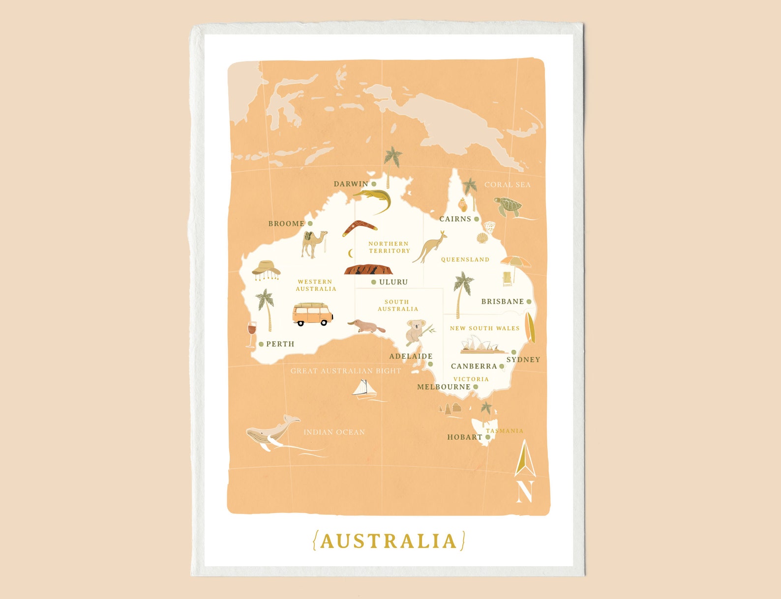 Australia Illustrated Map Digital Print Printable Map | Etsy